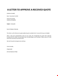 Quotation Acceptance Letter