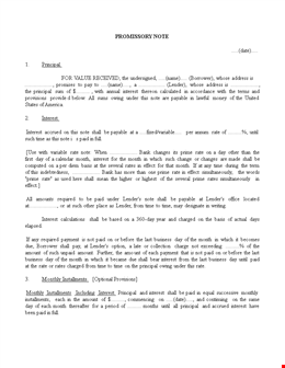 Legal Promissory Note Template Create Binding Agreements For Borrowers
