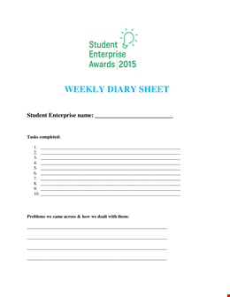 Diary Sheet
