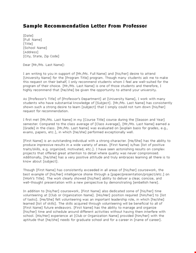 Professional Letter Of Recommendation