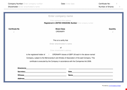 Stock Certificate Template For Company Create Customized Certificates 