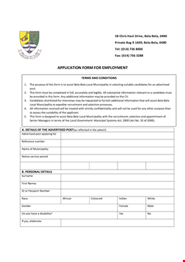 Job Application Form For Senior