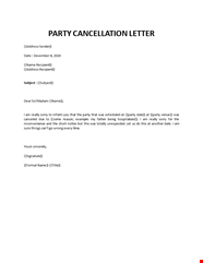 Party Cancellation Letter Party Cancellation Letter