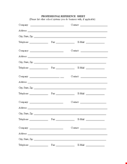 Reference Page Template Customizable Company Address Contact Info