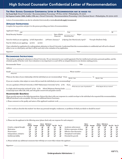 School Recommendation Letter Format