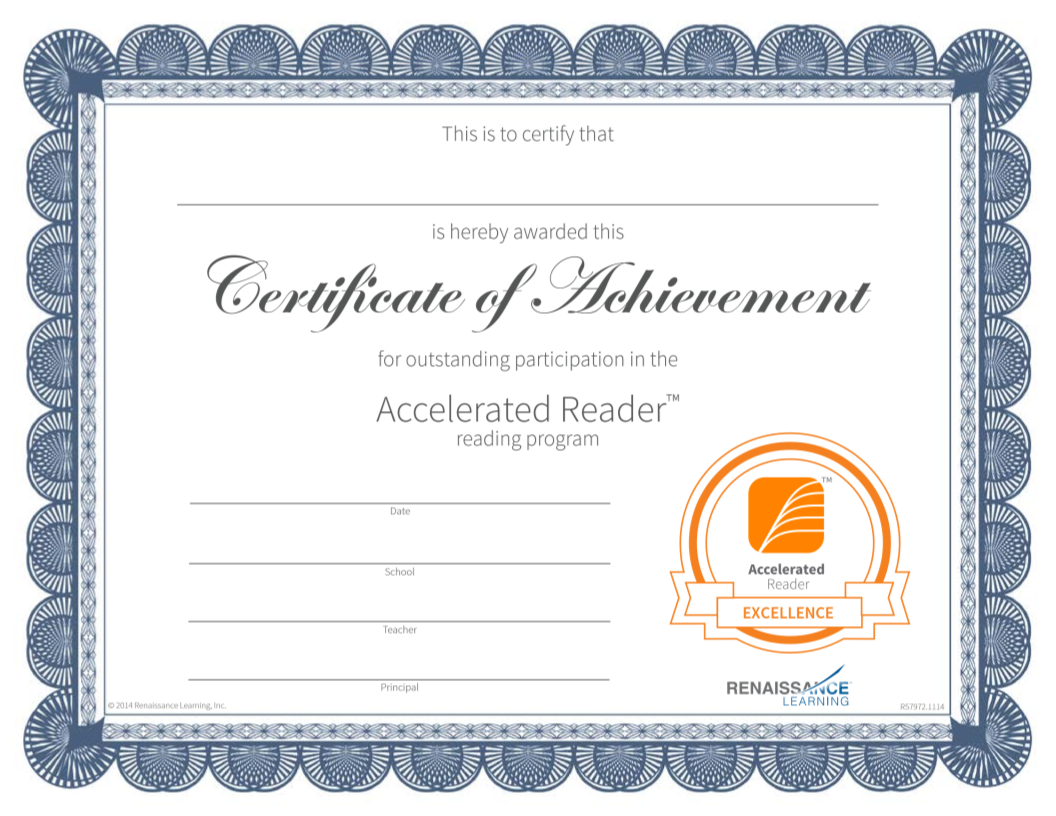 Customizable Certificate of Reading Achievement Template | Editable PDF ...