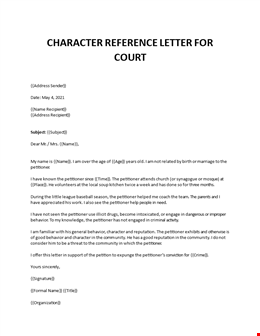 Character Reference Letter For Court UK