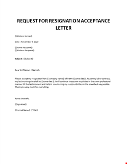 Re For Resignation Acceptance Letter