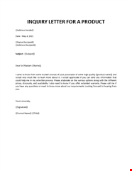 Inquiry Letter For Product Inquiry Letter For Product