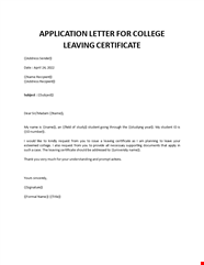 Application Letter For College Leaving Certificate Application Letter For College Leaving Certificate
