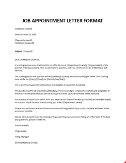 Job Appointment Letter Format