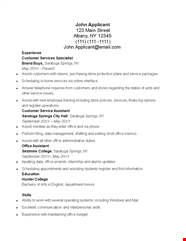 Customer Service Resume Template Office In Saratoga Springs Assist