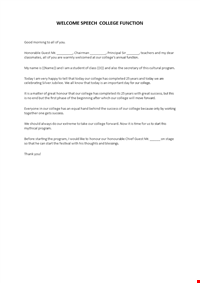 Welcome Speech for Training Session