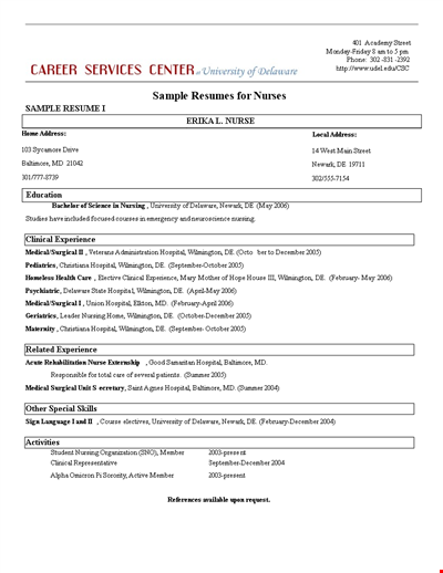 Free Printable Nursing Resume Template
