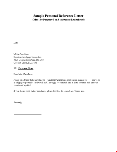 Sample Recommendation Letter