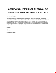 Application Letter For Approval Of Change In Internal Office Schedule Application Letter For Approval Of Change In Internal Office Schedule