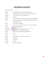 Editable Wedding Schedule Template