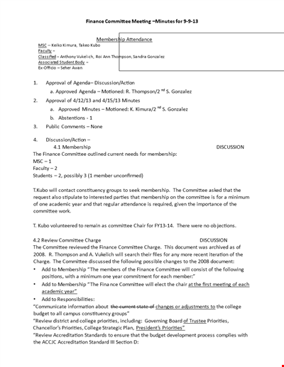 Minutes Of Committee Meeting Sample