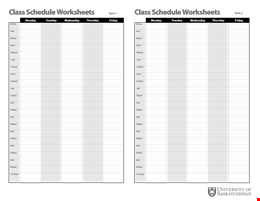 Class Schedule Worksheets Template