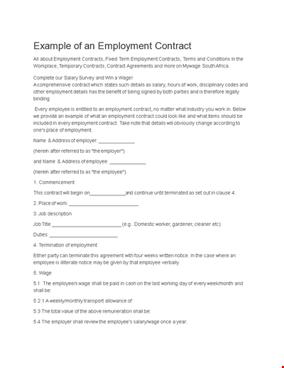 Free Nanny Employment Contract Sample