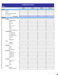 Budgeting Worksheet Track Expenses Total Costs Other Income