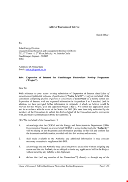 Project Letter Of Interest Applicant Consortium