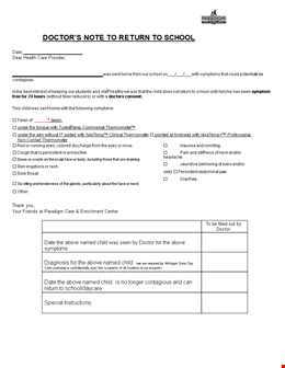 Sample Doctors Note For Student