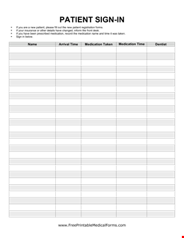 Dental Patient Sign In Sheet