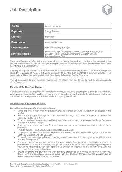 Effective Job Description Template Sample