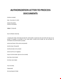Sample letter of authorization giving permission