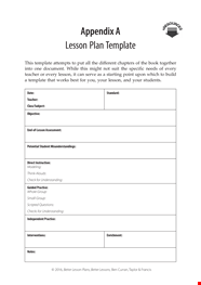 Lesson Plan Template For Teachers
