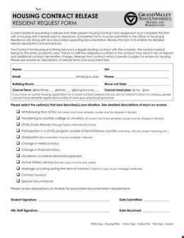Contract Release Form Template