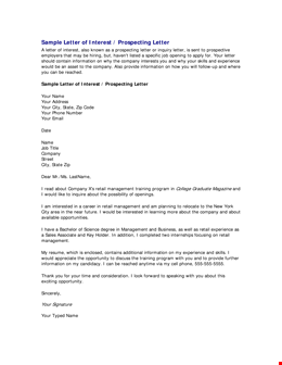 Simple Letter Of Interest Sample