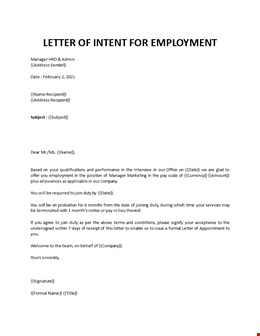 Employment Letter