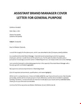 Assistant Brand Manager Cover Letter
