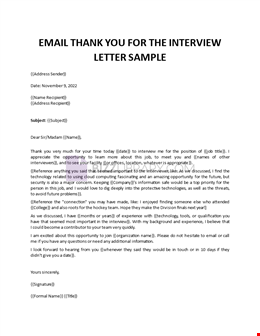 Thank You Email After Interview