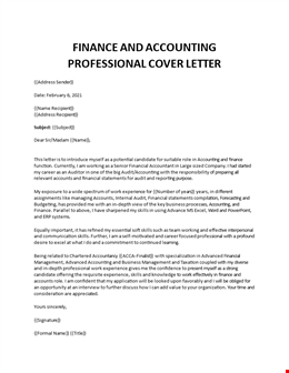 Accounting Job Application Letter