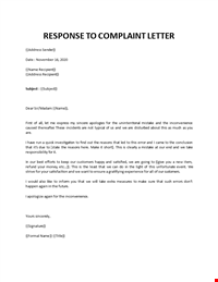 Customer complaint letter