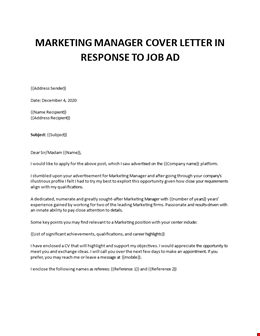 Digital Marketing Manager Cover Letter