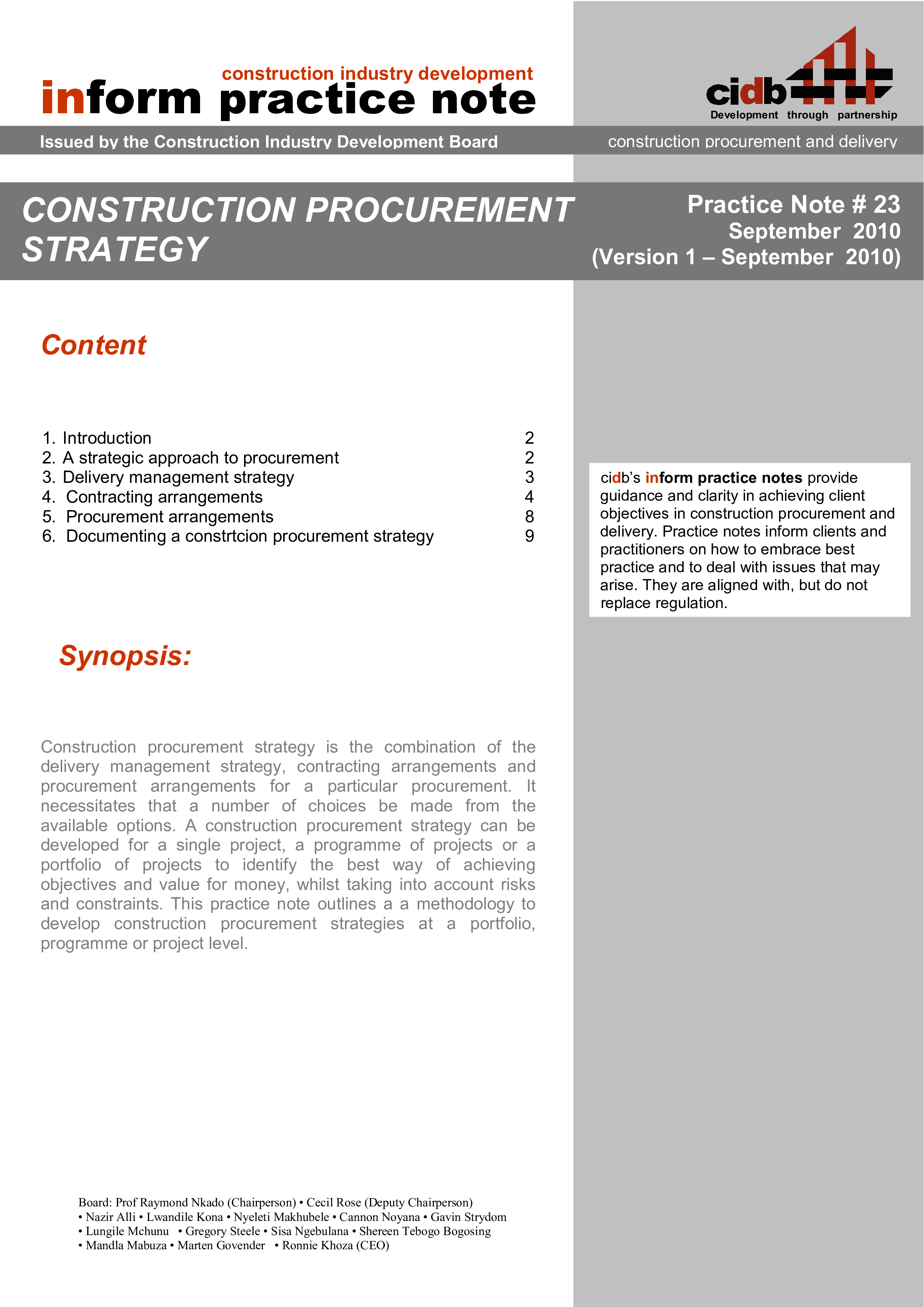 Construction Procurement Strategy Template Construction Procurement Strategy Template