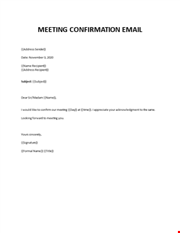 Meeting Confirmation Email
