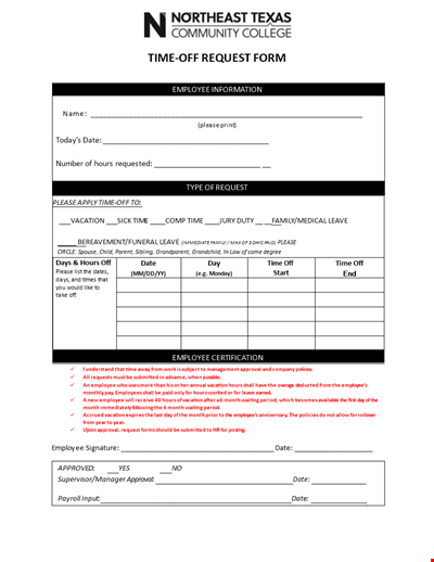 Leave Request Form | Submit Your Vacation Request Today