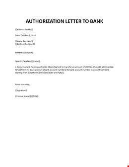 Authorization Letter To Bank