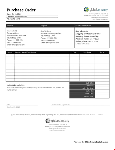 Create a Company Purchase Order | Easy PO Template