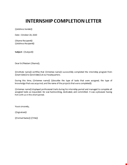 Internship Completion Letter