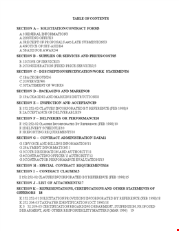 Professional Table Of Contents Template For Contracts Easily Organize