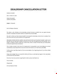 Dealership Cancellation Letter