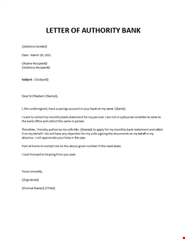 Authorization Letter For Bank Writing A Bank Authorization Letter May 