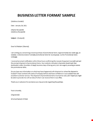 Sample Business Letter Template