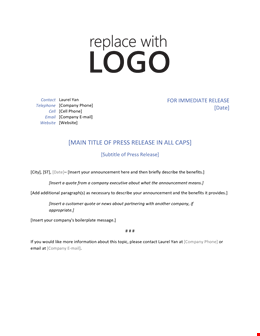 Create A Buzz Company Announcement Press Release Template Insert Phone